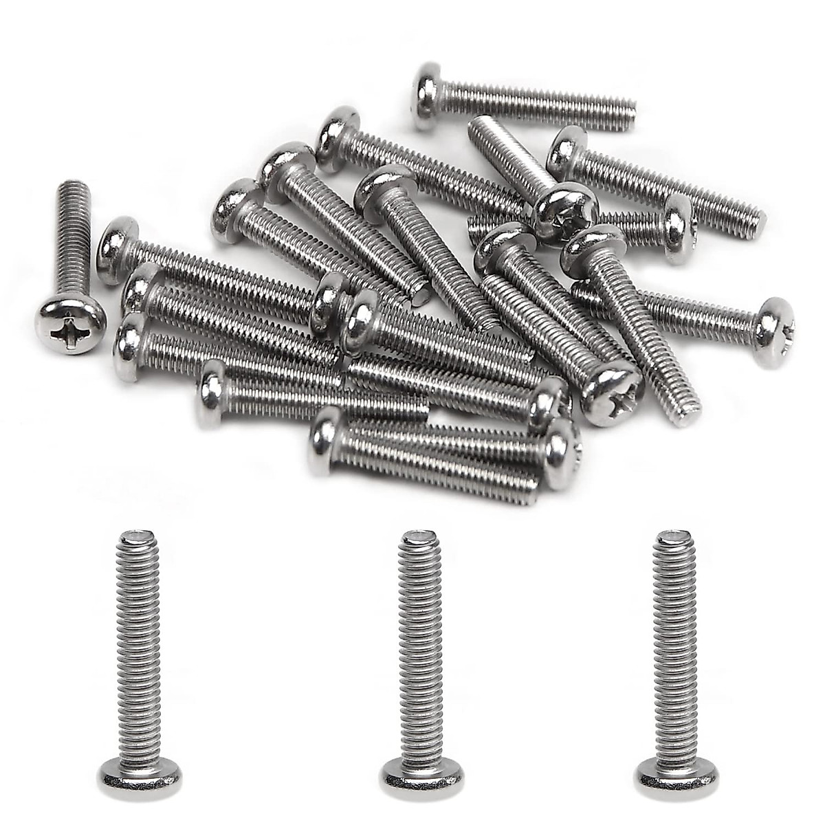 Yinpecly 20Pcs M4-0.7x22mm Knob Pull Machine Screws Metric Pan Head Phillips Drive Cross Head Screw 304 Stainless Steel Full Thread Fasteners Bolts Silver Gray Cabinet Door and Drawer Screws