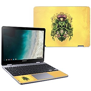 MightySkins Skin Compatible with Samsung Chromebook Plus LTE (2018) - Marijuana Skull | Protective, Durable, and Unique Vinyl wrap Cover | Easy to Apply, Remove, and Change Styles | Made in The USA