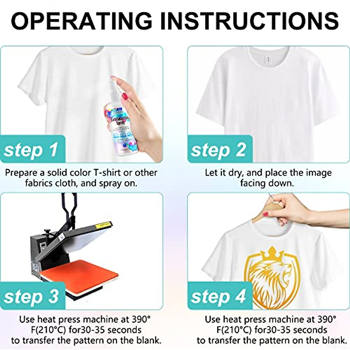 2x100ml Sublimation Spray, Sublimation Coating Spray for All Fabric, Including 100% Cotton, Polyester, Carton, Tote Bag, Pillows, Mugs, Canvas, Quick Dry & Super Adhesion, High Gloss Vibrant Color