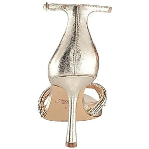 Jewel Badgley Mischka Women's VANI Heeled Sandal, Gold Textile, 5.5