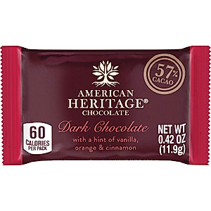 American Heritage Chocolate - 36 Artisanal Tasting Squares - 57% Cacao Dark Chocolate with a Hint of Vanilla, Orange, and Cinnamon