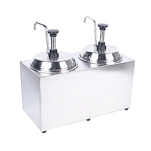 Cheese Dispenser with 2 Pumps 2 x 2L Electric Nacho Cheese Sauce Warmer 30-110℃ Hot Fudge Warmer Dispenser 1600W Jam Heat Preservation Machine