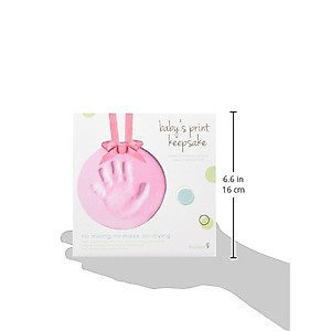 Tiny Ideas DIY Baby's Print Handprint or Footprint Keepsake No Bake Ornament with Ribbon, Baby Girl Nursery Décor, Pink