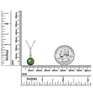 DENGGUANG Jade Necklace for Women,Sterling Silver Natural Real Green Round Jade Hypoallergenic CZ Pendant Necklace Christmas Jewelry Gifts for Wife Mom (Size:12mm)