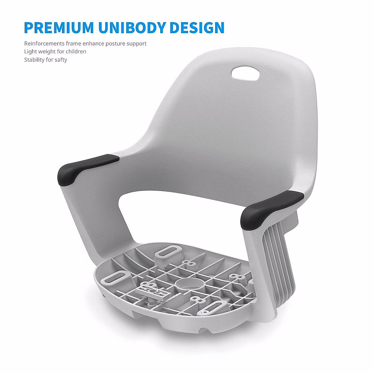 SitRite Ergonomic Kids Desk Chair, Lumbar Support Study Desk Task Chair with Footrest, Height Adjustable Seat, Smooth Rolling Wheels for Student and Children, Cyber Gray