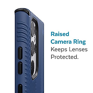 Speck Black Samsung Galaxy S22 Ultra Case - Drop Protection, Extra Grip, Scratch Resistant & Shock-Absorbent Case for Galaxy S22 Ultra - Slim Design Grip Case - Coastal Blue Black Storm Blue Presidio2