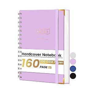 Yoment Lined Spiral Notebook Journal for Work 160 Pages Hardcover Spiral Notebook College Ruled A5 Small Spiral Notebook 5x7 Journaling Notebooks for Writing Note Taking School, Purple