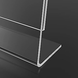 PecMuikee Acrylic Sign Holder 8.5x11, Desktop Slant Back Acrylic Sign Holder and Plastic L Shape Paper Display Stand for Restaurants, Office, Market, Library, Store, 3 Pcs