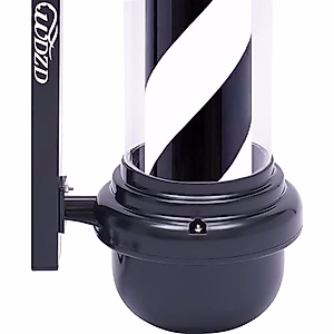 WDZD 27'' Barber Pole Light, Black White Rotating Hair Salon Open Sign, Wall Mount, Save Energy