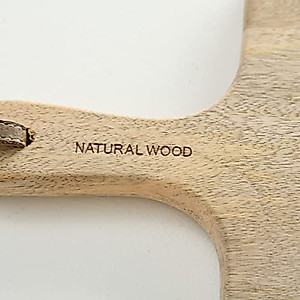 Artisinal Kitchen Natural Wood Cutting Boards, Set of 2, Mango Wood, Stitched Leather Hanging Straps, Each Over 1 Ft 16 1/2 and 14 1/2 Inches Long, by WHW