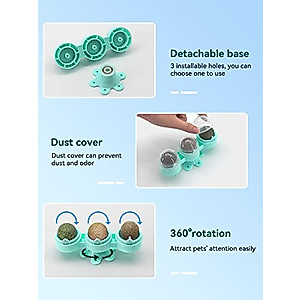 Petslucent Catnip Ball for Cats Wall, 3in1 Cat Toys Wall Ball Mint Balls Lick Roller, Cat Nip Silvervine Edible Kitty Safe Healthy Kitten Teeth Cleaning Dental Cat Toy Chew Toys Indoor