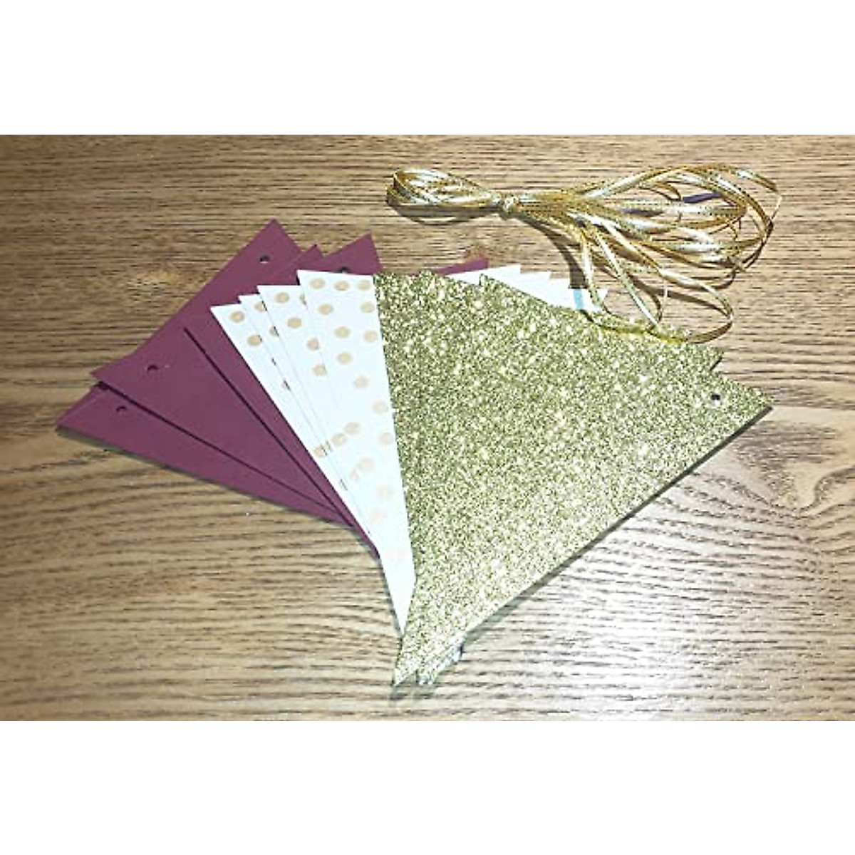 Graduation Party Decorations 2023 Maroon Gold/Birthday Party Decorations for Women Burgundy Gold Polka Dot/2pcs Triangle Bunting Banners for Burgundy Gold Birthday Party/Rustic Wedding Decorations