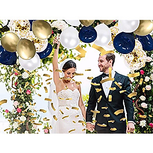 Navy Blue & Gold Confetti Balloons - 60 Pcs Party Set