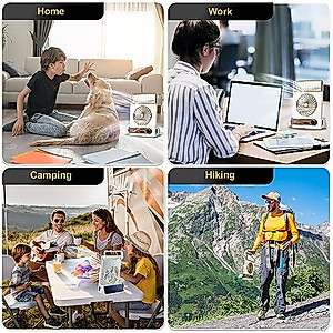 Ansee Solar Fan Camping Fan Cooling Table Fans 3 in 1 Multi-Function with Eye-Care LED Table Lamp Flashlight Torch Solar Panel Adaptor Plug for Home Use Camping (Golden)