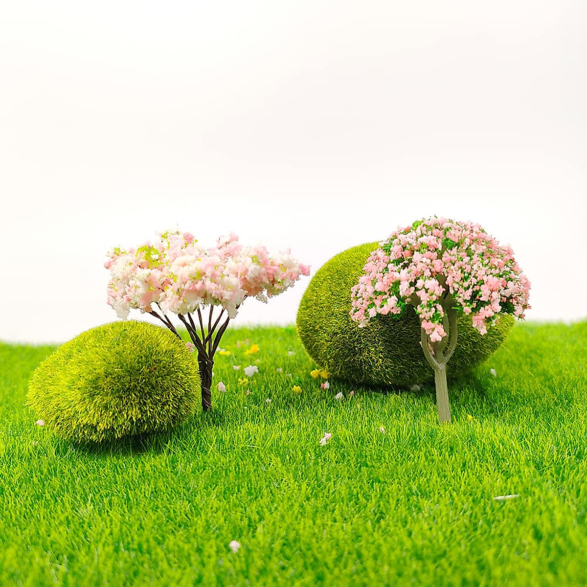 Kayzyue 18 Pcs Miniature Flower Trees Fairy Garden Tree Plant Ornament Model Tree Train Scenery Architecture Trees for DIY Crafts,Building Model,Scenery Landscape Natural Green Dollhouse Decor