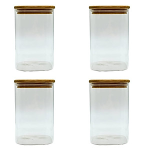 LUNI SALES - Glass Jar with Lid - Airtight Food Storage Containers - Glass Canisters - Kitchen Storage Containers - Glass Food Storage Containers with Lids - Food Storage Jars - Set of 4