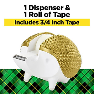 Scotch Brand Hedgehog Tape Dispenser, Great for Gift Wrapping, Includes 3/4 in x 350 in Tape Roll (C47-HEDGEHOG-G)