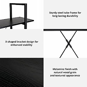 glitzhome Wooden Industrial Bookcase 4 Shelf Bookshelf Rustic Open Shelf Vintage Wood and Metal Etagere Bookcase Black Heavy Duty Bookshelf Low Office Display Bookshelves Short Farmhouse Shelves