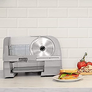 Chef'sChoice 615A Electric Meat Slicer Features Precision thickness Control & Tilted Food Carriage For Fast & Efficient Slicing with Removable Blade for Easy Clean, 7-Inch, Silver