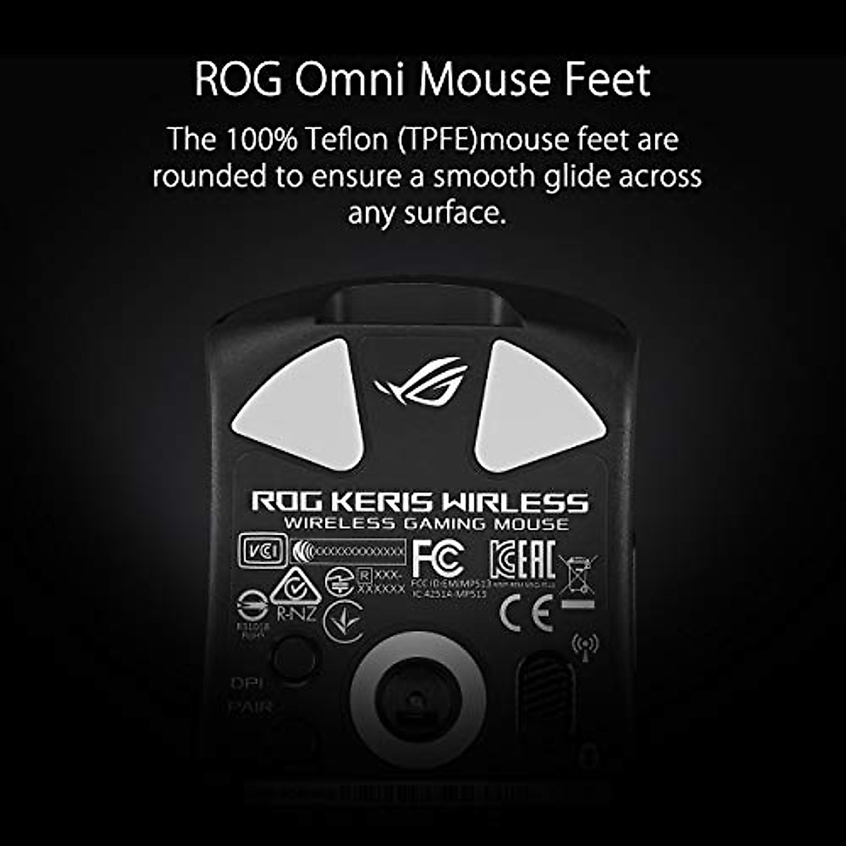 ASUS ROG Keris Wireless Lightweight Gaming Mouse (ROG 16,000 DPI sensor, push-fit switch sockets, swappable side buttons, ROG Omni Mouse feet, ROG Paracord and Aura Sync RGB lighting)