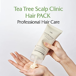 LA'DOR Hair Conditioner - Tea Tree Scalp Clinic Hair Pack, 6.76 Fl Oz - Calming & Nourishing with Snail Mucin, Green Tea, Aloe for Itchy Sensitive Dry Flaky Damaged Scalp