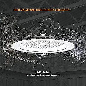 ONLYLUX LED High Bay Light 150W 4 Pack, 5000K Daylight, 22500LM, UFO LED Highbay Lights with US 5ft Cable, IP65 Commercial Bay Lighting, for Warehouse Gym Factory Barn Garage