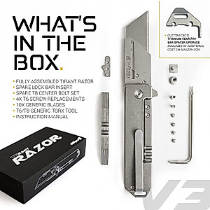 TiRant RAZOR V3 Utility Knife (Jet-Black 6AL-4V Titanium) Elite DUAL-APEX Edition EDC Box Cutter