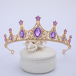 FORSEVEN Crystal Tiaras Birthday Crown for Women Wedding Rhinestones Princess Party Headbands Hair Accessories for Women and Girls