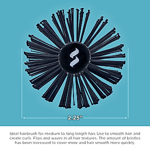 Spornette Double Stranded XL Round Brush, Nylon Bristles - Round Brush for Straightening, Anti-Frizz, Detangling, Volumizing - Styling for Wavy & Curly, Medium & Long Hair Lengths (2.25 Inches)