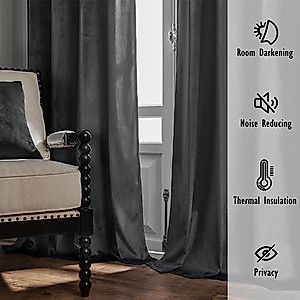 ChrisDowa Grey Velvet Curtains 84 inches Long, 2 Panels Set Thermal Insulated Room Darkening Velvet Curtains for Living Room, Privacy Grommet Window Curtains for Bedroom (Gray, 52 x 84 Inch)