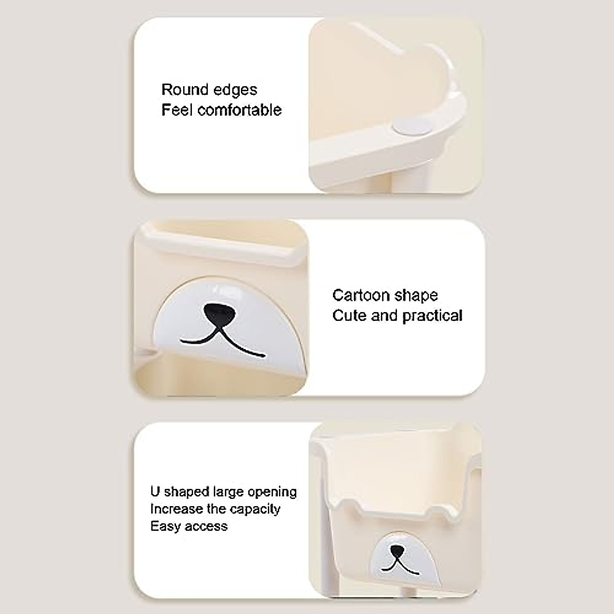 Mobile Utility Cart with Caster Wheels, Rolling Cart Detachable Utility Storage Cart Heavy Duty Storage Basket Organizer Shelves, Easy Assemble for Office, Bathroom, Kitchen (3