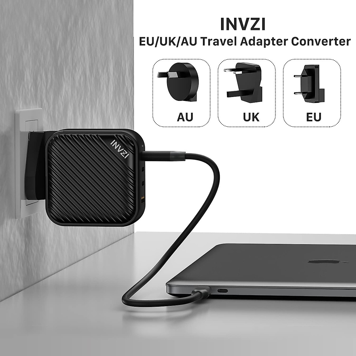 [Bundle] INVZI 67w GaN USB-C Charger and International Universal Travel Adapter Converter with UK, EU, AU Adapter