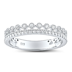 SILVERCLOSEOUT Sterling Silver Double Row Cz Eternity Ring - Size 8