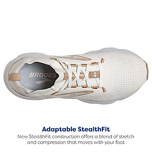 Brooks Women’s Glycerin StealthFit 20 Neutral Running Shoe - White/Khaki - 9 Medium