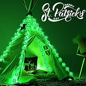 [ 2 Pack ] Green St. Patrick's Day String Lights, Total 28 Ft & 80 Led Battery Operated Waterproof Lucky Shamrocks Lights for St. Patrick's Day Decoration Irish Party Decor Wedding Anniversary Holiday