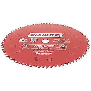 Freud D1280X Diablo 12-Inch 80 Tooth ATB Crosscutting Saw Blade with 1-Inch Arbor, Red