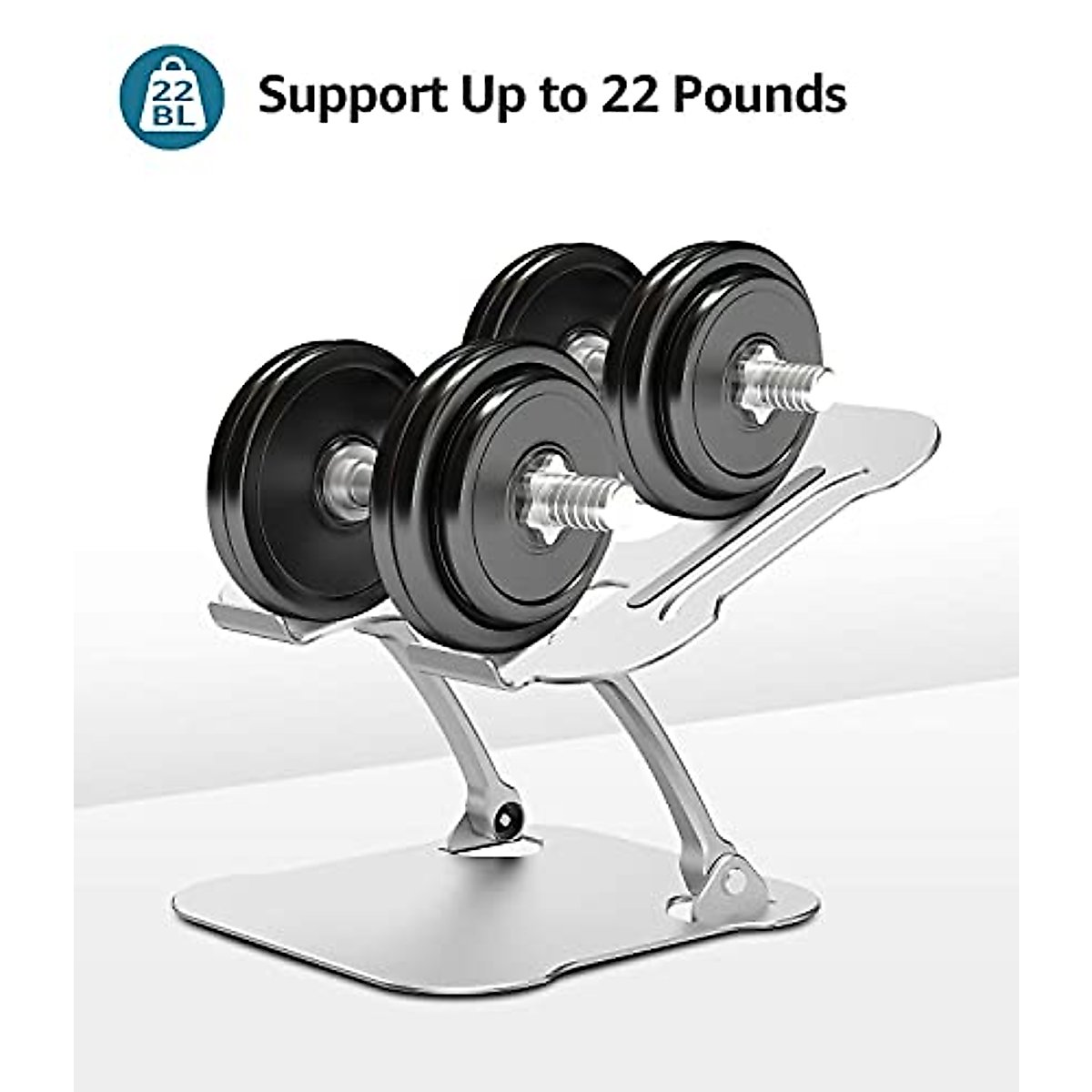 【2022 New】Laptop Stand for Desk, FRIEET Aluminum Ergonomic Laptop Riser with Heat Vent, Adjustable Height Foldable Computer Stand Holder Compatible with 10''-18" MacBook Air/Pro,Lenovo Dell HP, Silver
