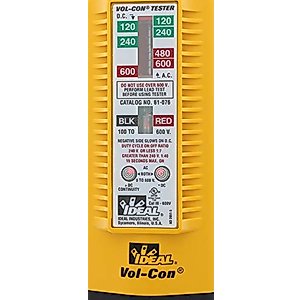 IDEAL INDUSTRIES INC. 61-076 Vol-Con Solenoid Voltage Tester with Vibration Mode, AC/DC Voltage Level Testing, CATIII for 600v, Yellow