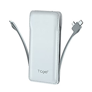 TG90° Portable Charger with Built in Cable, 10000mah Power Bank Portable Charger Type C USB C Cell Phone Thin Slim Lightweight Travel Tiny 5V Backup Battery Pack for iPhone Samsung Android iPad