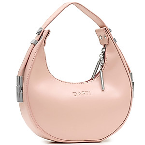DASTI Half Moon Inspired By Designer Small Pink Purse Convertable Trendy Top Round Handle Side Bag For Women Vegan Leather Hobo Fashionable Chic