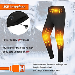Heated Pants for Men, 16 Zones Fast Heating Thermal Underwear Pants, Adjustable Temperature, USB Electric,Black,L