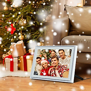 AEEZO WiFi Digital Picture Frame 10 Inch IPS Touch Screen FHD 2K Display Smart Cloud Photo Frame with 16GB Storage, Easy Setup to Share Photos & Videos, Auto-Rotate Frame (White)