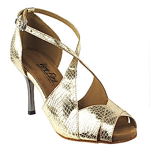 50 Shades Animal Print Ballroom Latin Dance Shoes for Women: 3030LEDSS Gold Snake 2.5" Heel Size 10 1/2 (Special Order)