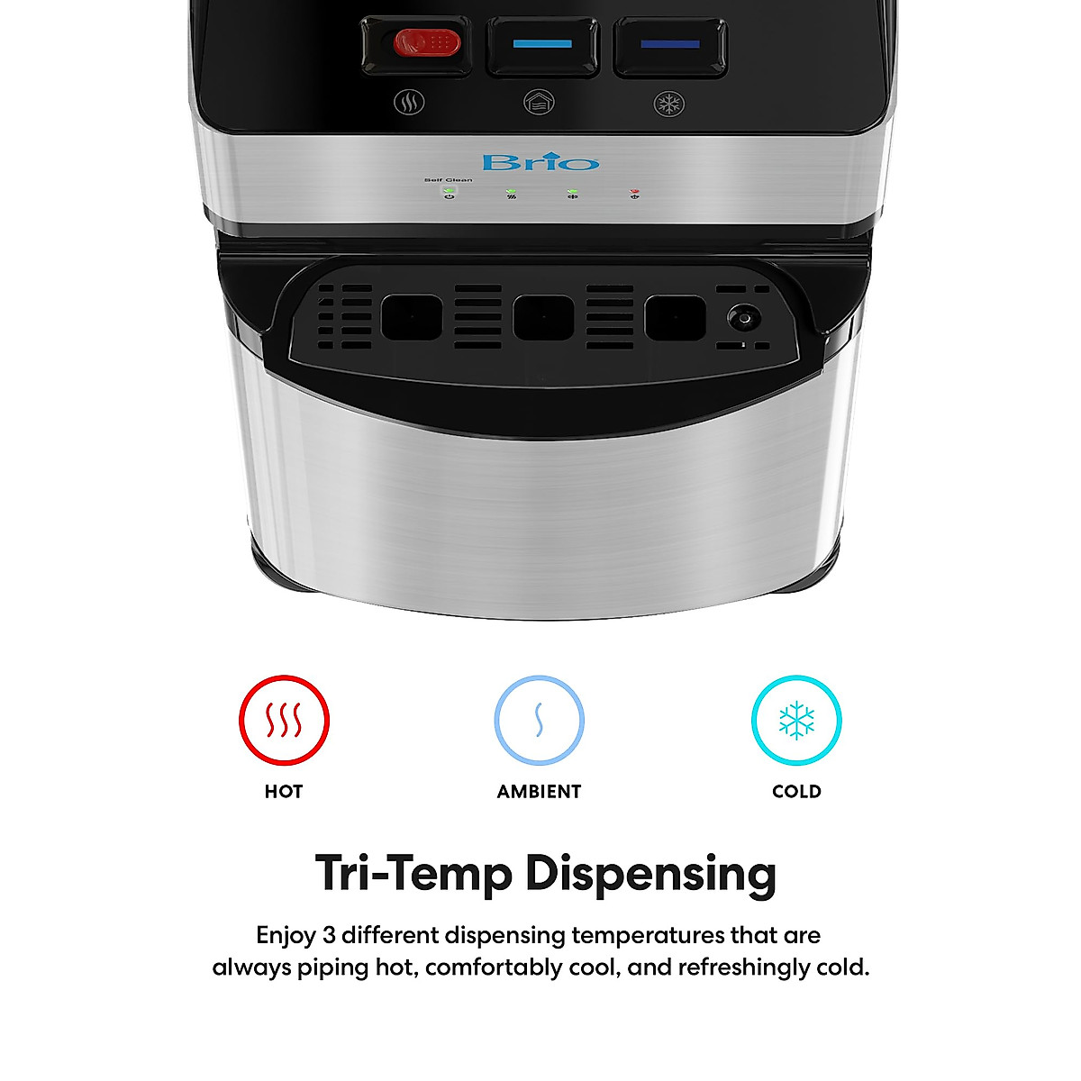 Brio Self Cleaning Bottleless Water Cooler Dispenser, UL Approved, Stainless Steel, Point of Use Drinking Water Filter, Hot, Cold, and Room Temperature