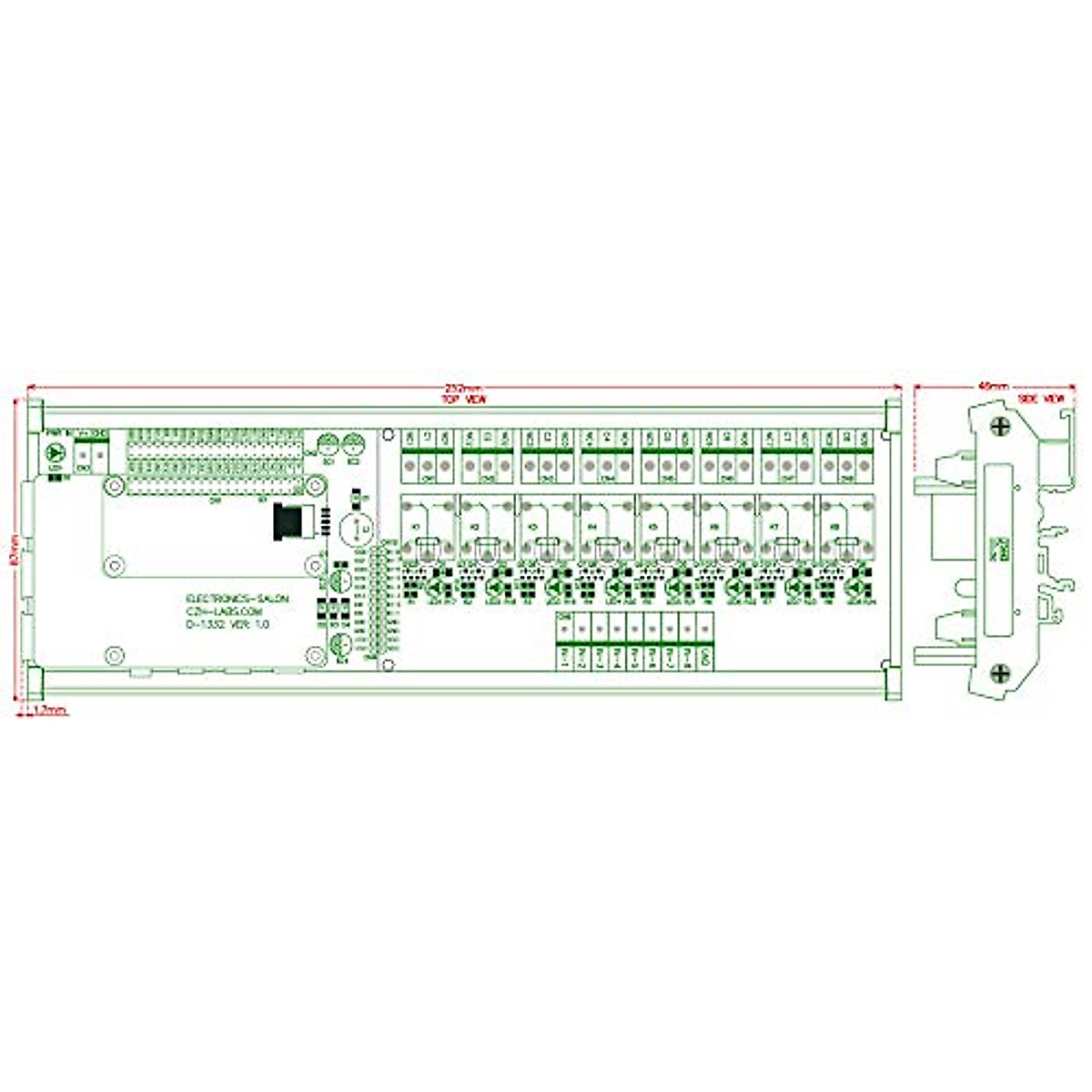 DIN Rail Mount 8 SPDT IoT Power Relay Module for Raspberry Pi