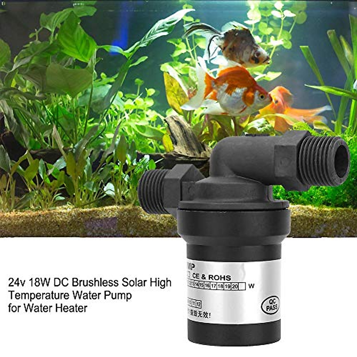 Solar Water Pump, 24V DC Brushless Solar High Temperature Water Pump, Portable Electric Water Pump for Water Heater, for Industry, Agriculture, Family Water Circulation