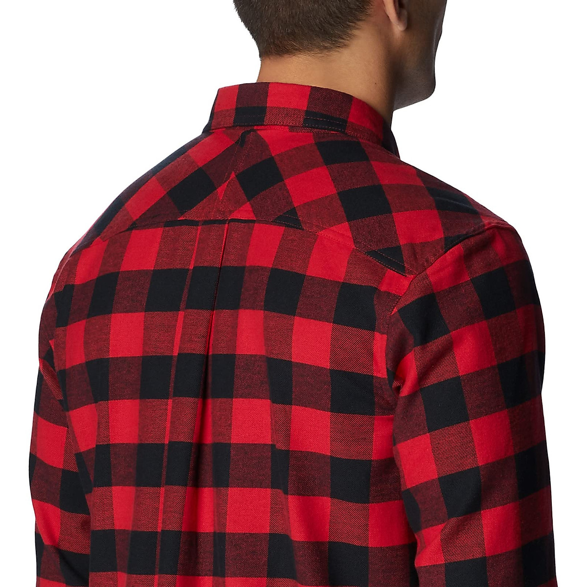 Columbia mens Flare Gun Stretch Flannel, Mountain Red Twill Buffalo Check, Large