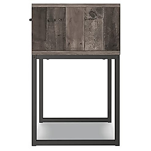 Signature Design by Ashley Neilsville Industrial 1 Drawer Nightstand with Metal Legs, 26" Tall, Gray & Black