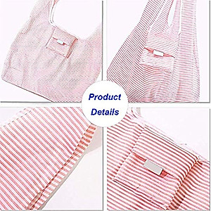 Pack of 6 Reusable Grocery Bags Set, Grocery Tote Foldable into Attached Pouch, Reinforced Polyester Reusable Shopping Bags, Washable, Durable and Lightweight