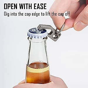 KeyUnity KA13 Titanium Bottle Opener Keychain, 2 in 1 EDC Keychian Tool Beer Opener & Screw Driver, Suitable for All Glass Bottle Caps